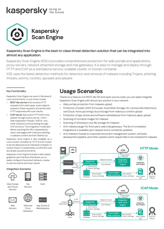 Kaspersky Scan Engine datasheet