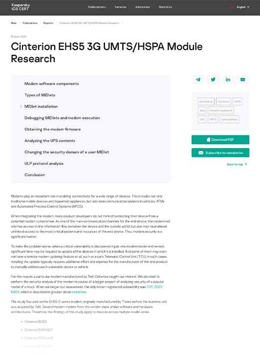Cinterion EHS5 3G UMTS/HSPA Module Research